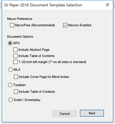 Creating a Word document formatted for an APA student paper