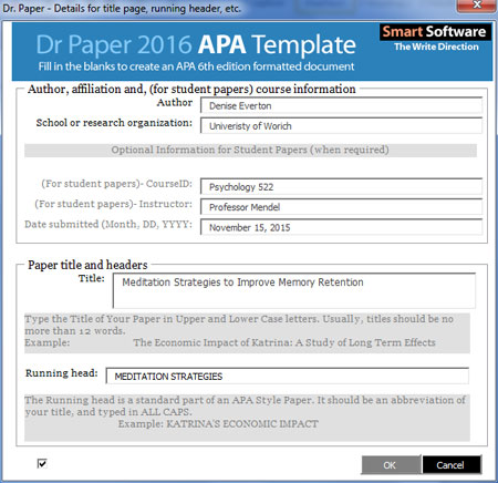 Creating a Word document formatted for an APA student paper