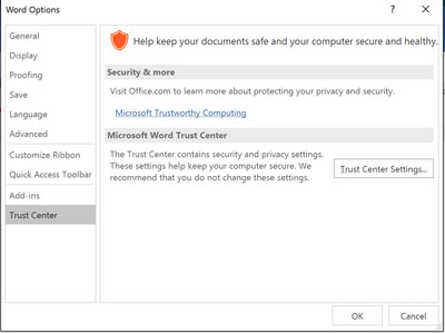 Check your security settings and enable macros in Word.