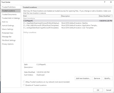 Check your security settings and enable macros in Word.